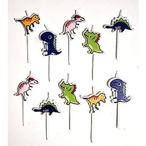 10 Count Special Cake Candles Topper with Holder for Wedding Party Birthday Valentine's Day Cake Decoration, Perfect Wish Gift for Kid and Adult (Dinosaur)