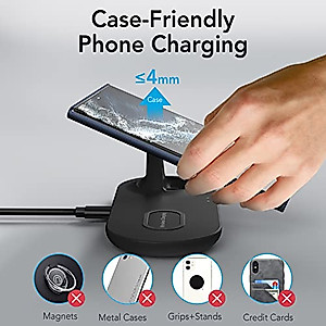 Wireless Charging Station, Dual Wireless Charger for Samsung Galaxy Watch 4/3 Active2/1,Fast Wireless Charging Pad for Samsung Galaxy Z Flip4/3 Fold 4/3 S22/Ultra/+/S21/Note 20/10 Buds2 Pro(Adapter)