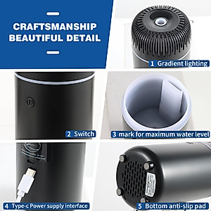 Generic Car Diffuser Humidifier Aromatherapy Essential Oil Diffuser USB Mist Mini Portable Diffuser for Car Home Office Bedroom, 100ML, Black