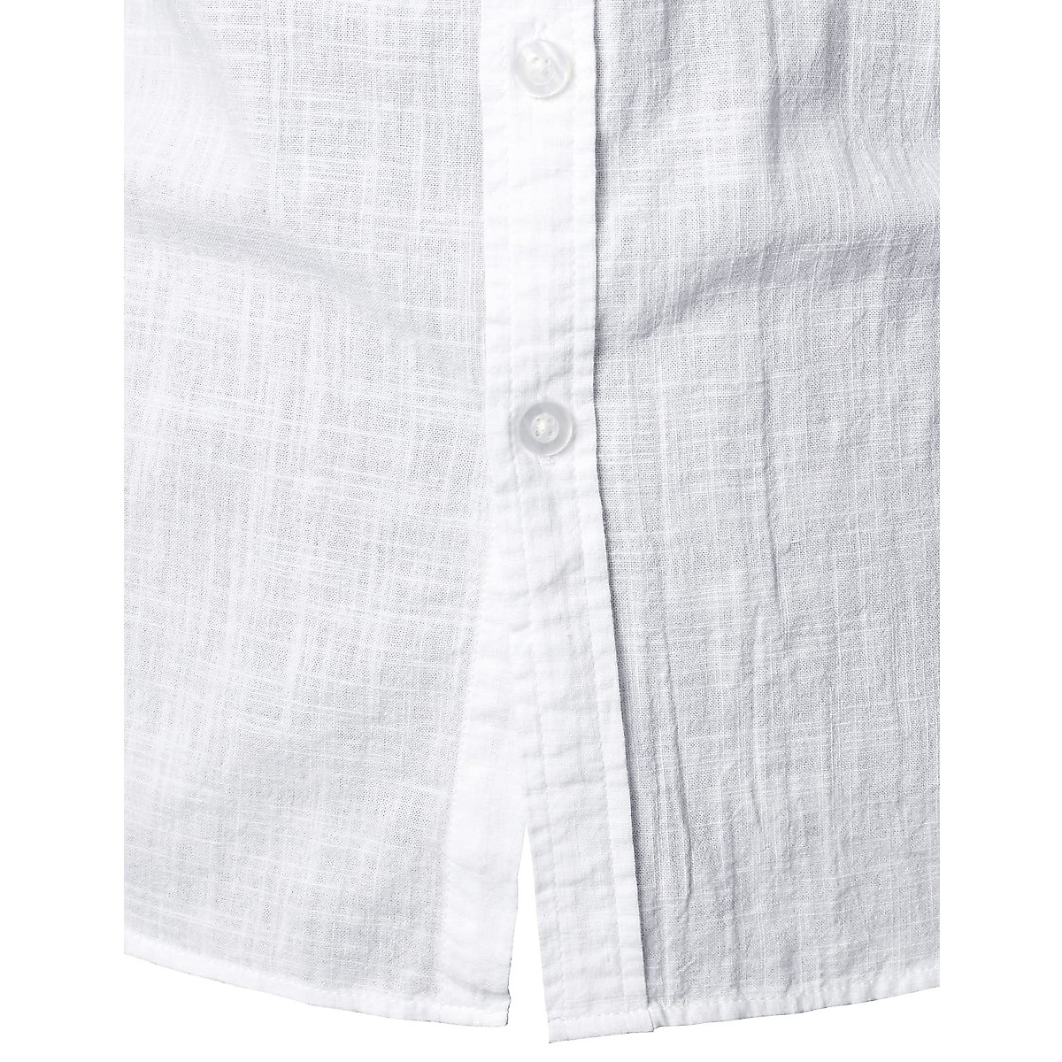 ZEROYAA Men's Fitted Cotton Linen Casual Short Sleeve Button Up Shirts Lightweight Beach Tops with Pocket ZLSC34-White Medium