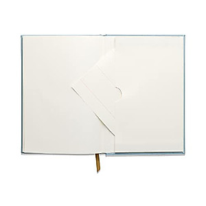 DesignWorks Ink Sueded Paper Journal Notebook with 160 Lined Pages, Ribbon Bookmark, and Storage Pocket for Work, Writing, Journaling, 5.75" x 8.125" - Blue with Gold Geometric Arch Dot