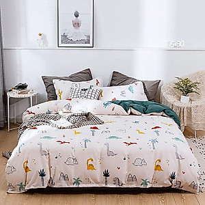 Dinosaur Duvet Cover Cute Animal Printed Comforter Cover King Size for Boys Teens Kids Lovely Dinosaur Pattern Bedding Set Girls Women Home Bedroom Decor 3Pcs Soft Reversible Bedclothes, Zipper
