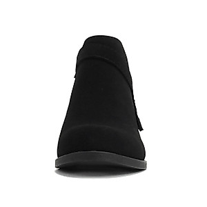 Soda SWEETEN-2 ~ Little Kids/Girls/Childrens Fashion Closed Toe Multi Strap Ankle Bootie Block Heel (Black Nubuck, numeric_1)