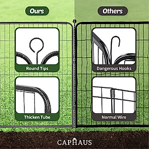 CAPHAUS Decorative Garden Fence, 24 Inch x 21 FT Heavy Duty Iron Fencing Landscape Patio Flower Bed Animal Barrier Border Edging Section, Panel Decor, Folding Wire Fence for Yard for Dog Outdoor