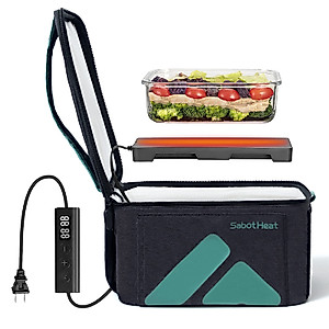 SabotHeat Smart Portable Oven - 6 Adjustable Heat Levels & Timer Personal Mini Oven for Reheating/Cooking, Portable Food Warmer Lunch Box for Work, Personal Mini Oven for Home, 120V110W（Black