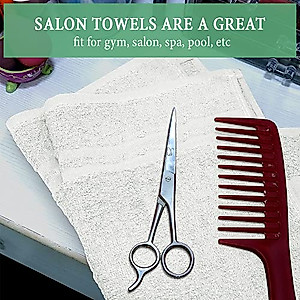 TOALLA 100% Cotton Salon Towel Set of 24|400 GSM|Soft Hand Towel|Bulk Hand Towel|Cotton Salon Towel|Ideal for Spa Gym Bathroom Hotel|Absorbent||Not Bleach Proof|Quick Dry|Hand Towel 16 x 27 in|White