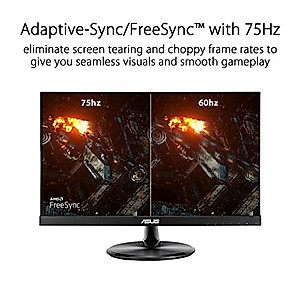 ASUS VP229HE 21.5” Monitor, 1080P Full HD, 75Hz, IPS, FreeSync/Adaptive-Sync, Eye Care, HDMI VGA, Frameless, VESA Wall Mountable, BLACK