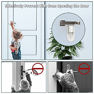 Childproof Door Lever Lock AOSITE 4 Pack Door Handle Lock 3M Adhesive Baby Safety Door Lever Locks for Toddlers Child Safety Locks for Doors Prevent Toddlers from Opening Doors No Tools Need or Drill