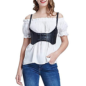 KANCY KOLE Womens Faux Leather Steampunk Sexy Underbust Waist Belt Corset(M,Black)