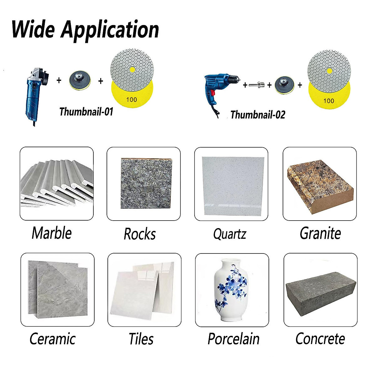 4 Inch New Model Dry Diamond Polishing Pads Grit 50, 1 Box of 6 Piece Dry/Wet Marble Buffing Pad for Granite Marble Quartz Concrete Stones(Need Water for Hard Tile)