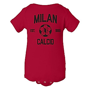 UGP Campus Apparel Milan Home Kit World Classic Soccer Football Arch Infant Creeper Bodysuit - 12 Month - Red