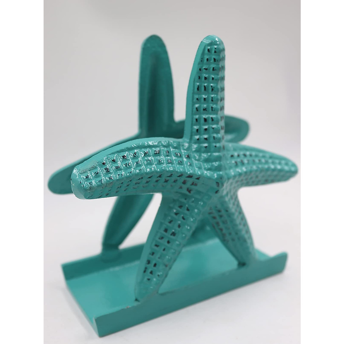 Nautical Starfish Lunch Dinner Metal Napkin Holder Kitchen Napkin Beverage Cocktail Ocean Coastal Napkin Holder By The Metal Magician (Distressed Green)