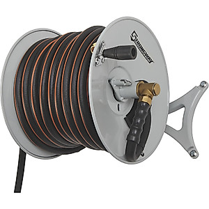 Strongway Wall-Mount Hose Reel with 6ft. Lead-In Hose - Holds 5/8in. x 150ft. Hose