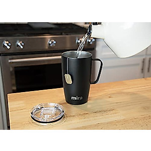 MIRA 18 oz Insulated Coffee Mug - Stainless Steel Travel Cup with Easy-Grip Handle - Car Cup Holder Compatible - Iris