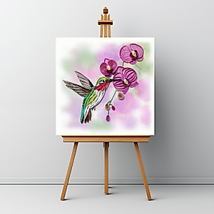 QUILLCRAFT Hummingbirds and Purple Orchid Quilling Card, Card, Quilled Quilling Card for Mothers Day, Birthday, Thank You, Artful Card for Him Her, Mom, Dad, Couple (Hummingbirds Orchid)