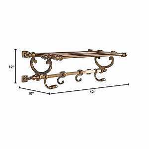 Deco 79 Wall Shelf, 42" L x 18" W x 12" H, Brown