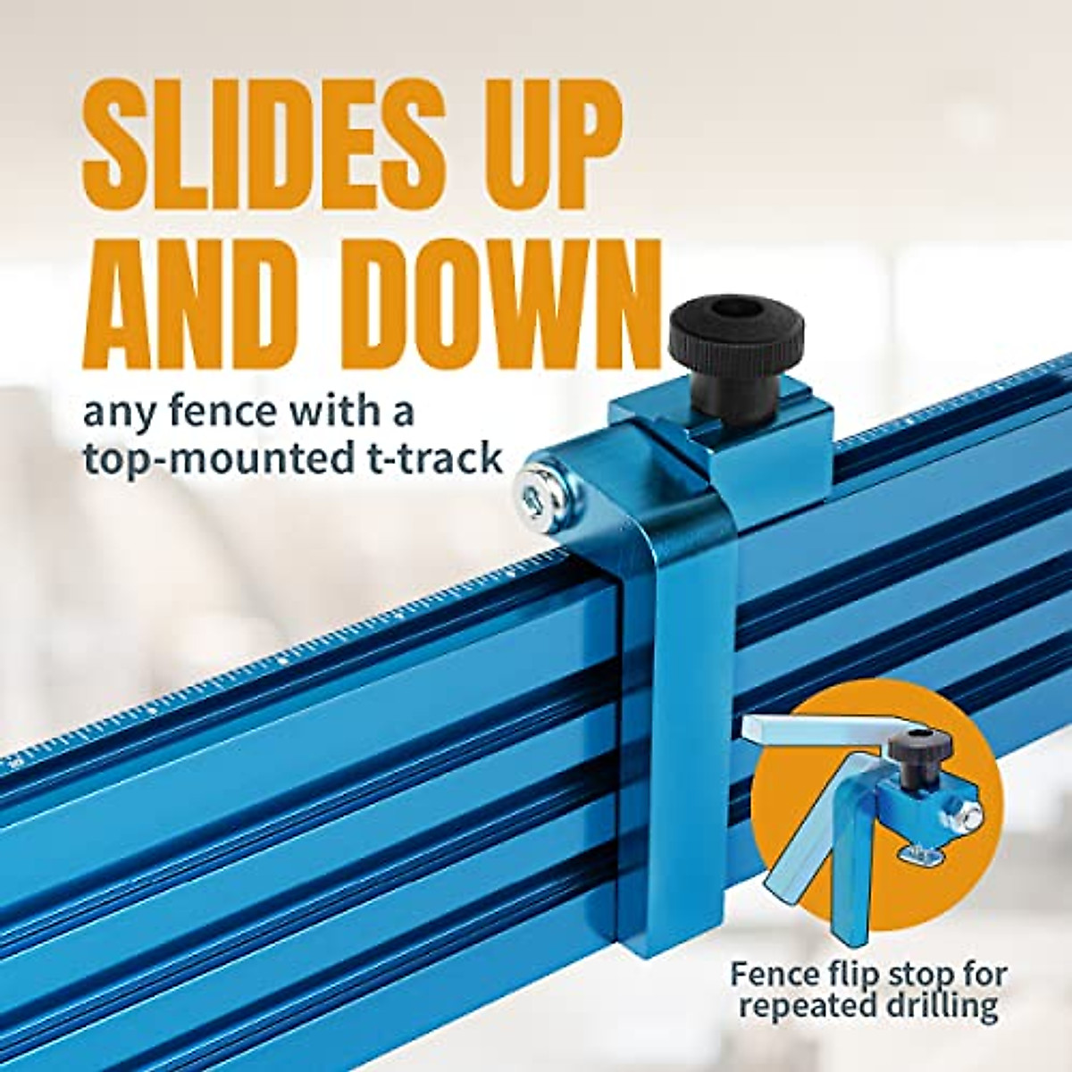 POWERTEC 24" Drill Press Fence Set w/T Slot Fence, Mounting Brackets, Flip Stops, Hold Down Clamps, Hardware for T-Slot Drill Press Table Tops, 71633