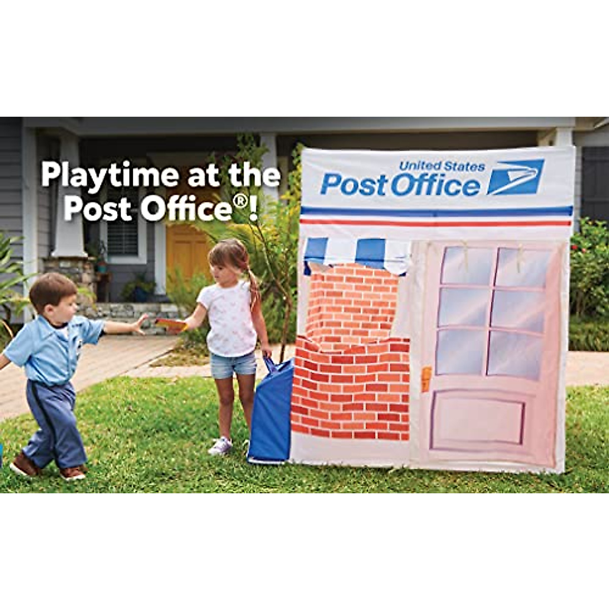 Kid Trax USPS Play Tent for Kids, Tent House for Kids, Large Front and Rear Openings, Mail Collection Box, Includes Carrying Case, Mail Truck or Carrier Accessory, Kids Play House, Post Office Toys