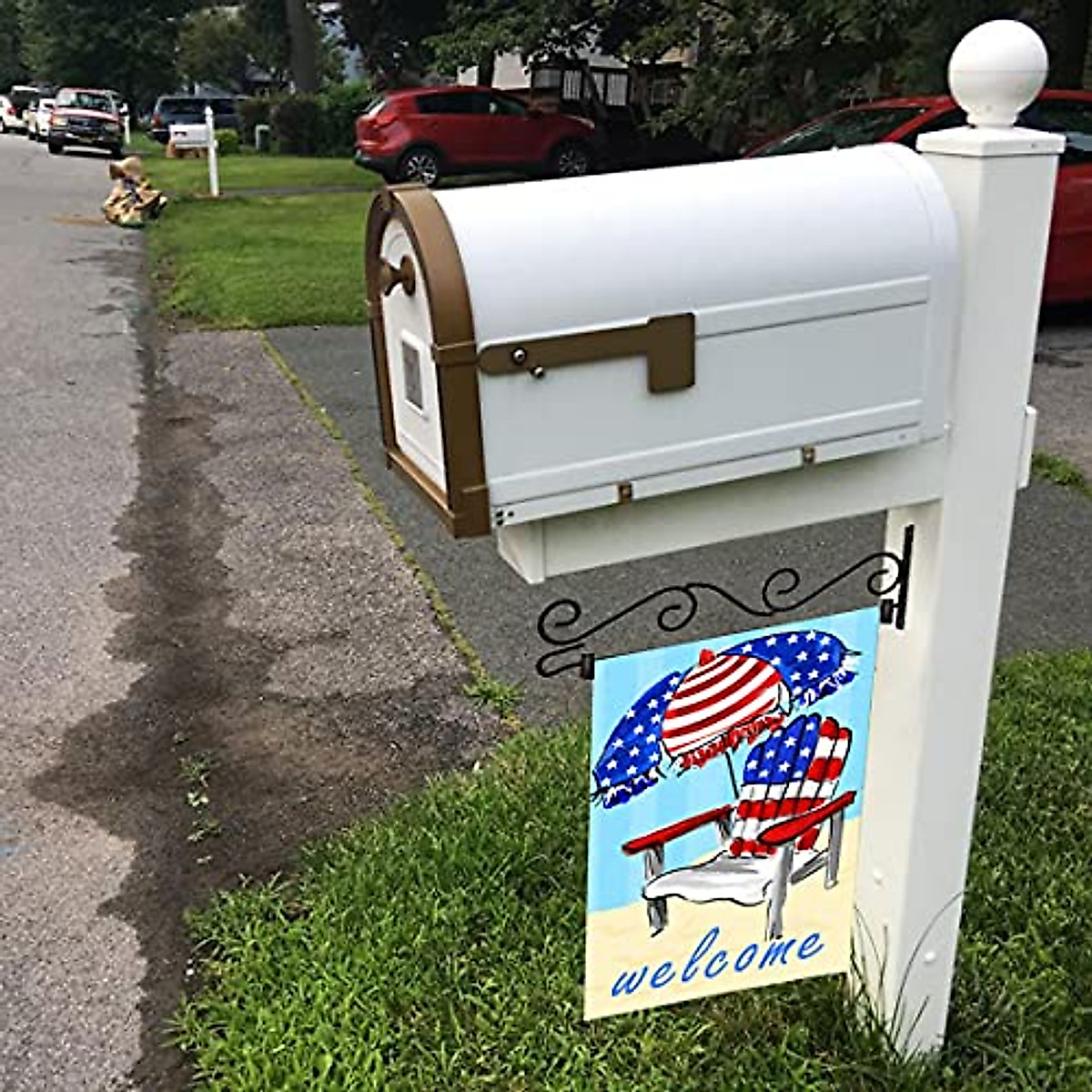 Nobrandd Wall Mount Garden Flag Pole Holder,2 Pack Metal Wrought Iron Garden Flags Scroll Hanger - Yard Mailbox Post Flag Bracket - Garden Flag Stand for Wall Wood Mailbox Post