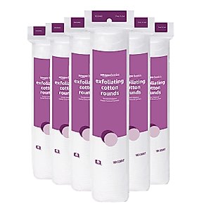 Amazon Basics Exfoliating Cotton Round, 600 Count (6 Packs of 100) (Previously Solimo)