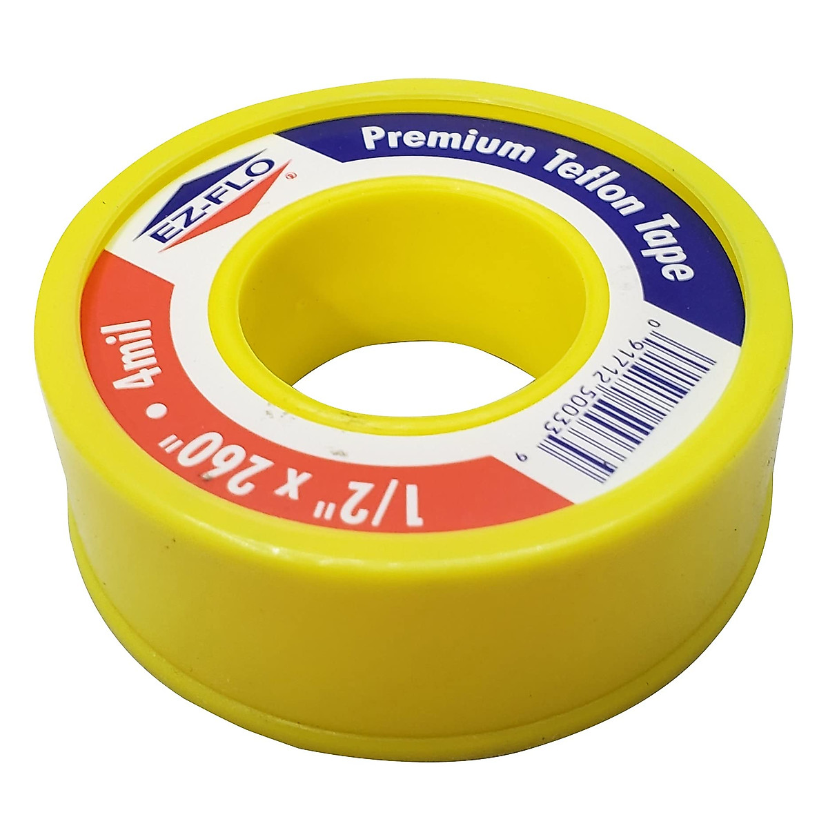 EZ-FLO Gas Teflon Tape, Premium Pipe Thread Tape, 1/2-Inch x 260-Inches x 4 mil, Yellow (10 Pack)