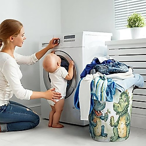 Laundry Hamper Crocodile Friends Freestanding Laundry Basket Thickened Waterproof Collapsible Clothes Hamper Storage for Clothes Toys Dorm And Family