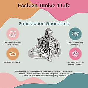 FashionJunkie4Life Sterling Silver Turtle Ring | Size 7 Poison Ring with Secret Compartment | Poison Pillbox Turtle Ring for Women & Men