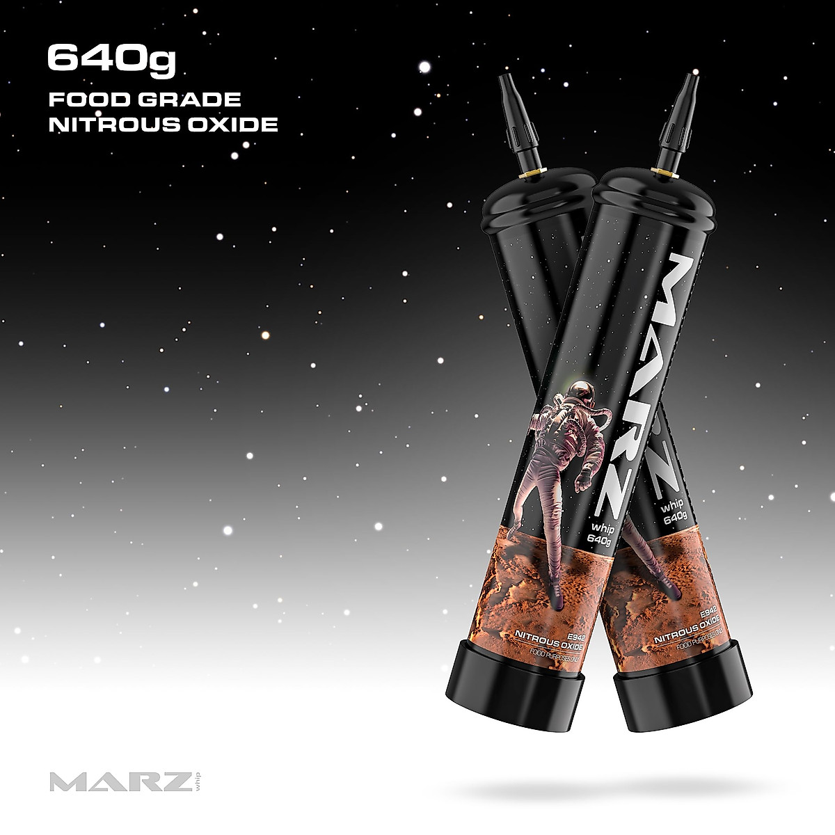 Marz Premium Whipped Cream Charger (2 Cylinders) 680g 1.1L - Food Grade Nitrous Oxide Tank Pure Flavored N2O Chargers - For Any Standard Whipping Cream Dispenser