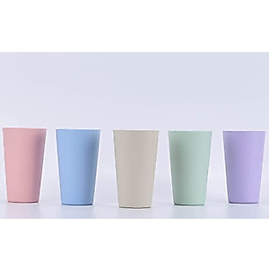 LuckyZone Wheat Straw Unbreakable Cup | 20 oz Reusable Water Drinking Glasses Sets of 5 | Lightweight Stackable Tumbler for Kitchen Outdoor | Dishwasher Safe, BPA Free and Eco friendly (20 oz)