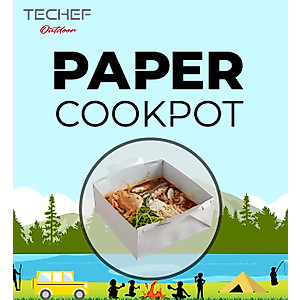 TECHEF - Foldable Paper Cookpot: The Revolutionary Disposable and Flame-Resistant Cooking Pot for Camping and Home Use, Compatible with Direct Flame and Induction Stovetops (5 sets) (3.16 qt)