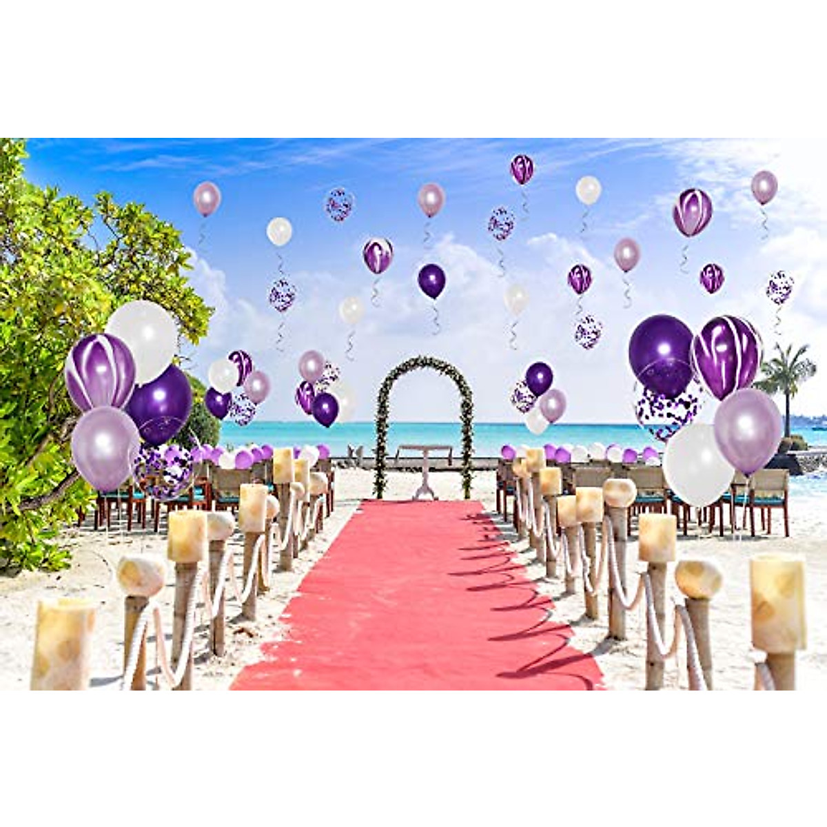 50 Pcs 12 Inches Purple and White Balloons, Purple Confetti Balloons, Purple and Lavender Balloons, Helium Balloons for Wedding Birthday Party Decorations Balloon Garland Arch Purple Theme Graduation