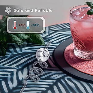 16PCS Disco Party Decorations, Mini Disco Ball Decor Reusable Straw, 70s Disco Ball Straws for Bachelorette Party Decorations Birthday Supplies (Silver)