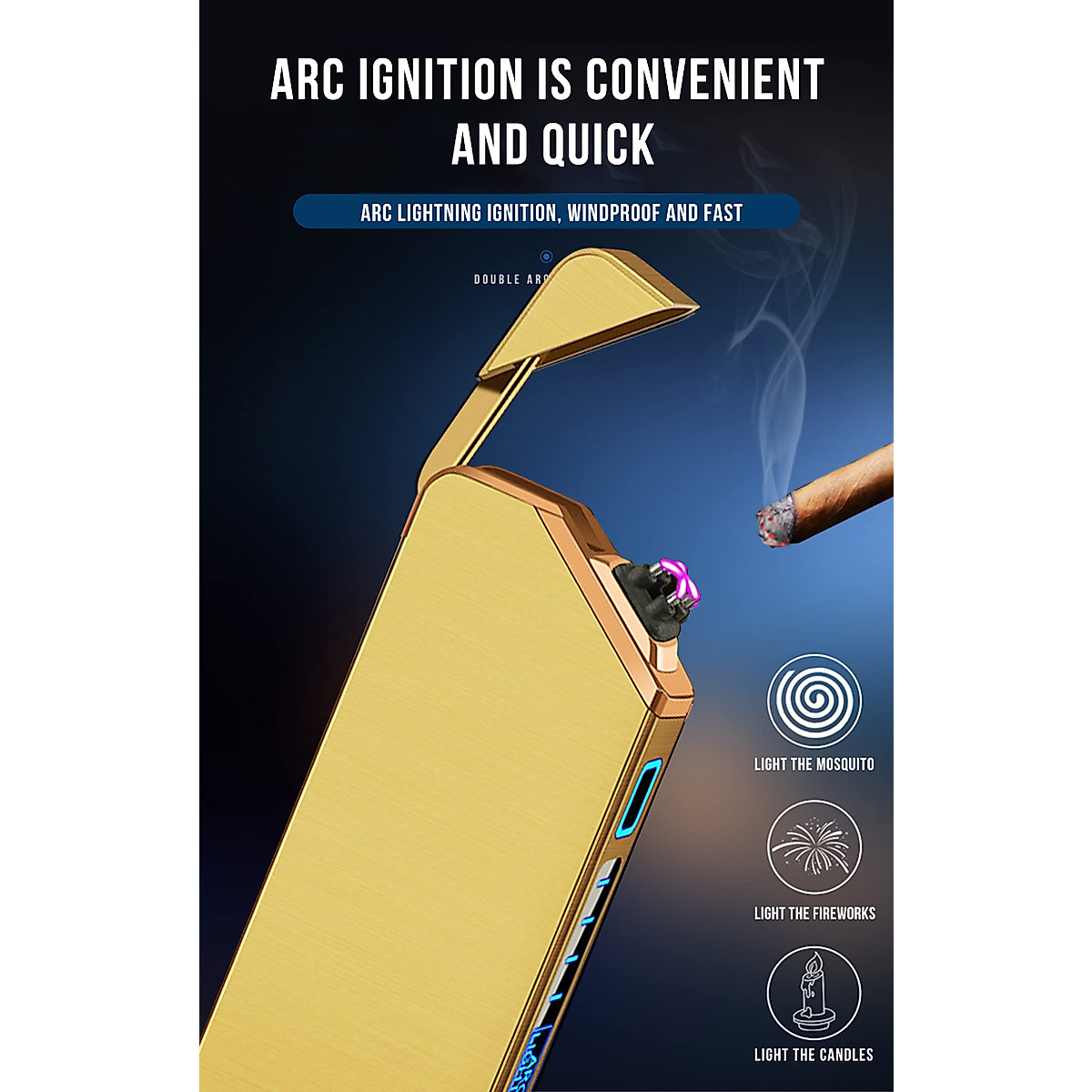 Electric Lighter Dual Arc Lighter USB Rechargeable Lighters for Smoking Windproof Flameless Butane Free Lighters for Candle with LED Battery Indication… (red)