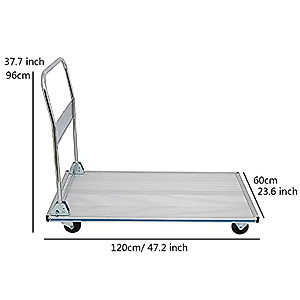 DMUNIZ Platform Trucks Flatbed Cart Folding Aluminum Platform Truck with Steel Foldable Handle Moving Platform Push Cart Rolling Flatbed Cart Hand Truck 770 Lbs Push Cart