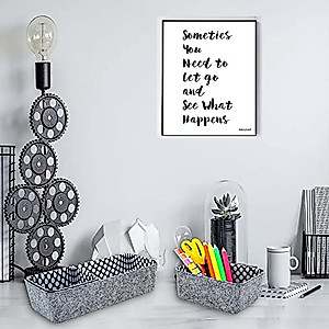 Welaxy Deep Desk Drawer Organizer Bins with Modern Pattern Home Office Storage Bin Sturdy Small Sharrow Cozy Cubby Organize Box Gifts idea 3-Piece (polka dot )