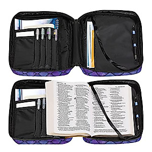 Howilath Purple Dragon Scales Print Bible Cover Portable Carrying Book Case Bible Book Covers for Women men, Church Bag Bible Case Organizers with Handle Zipper Pockets