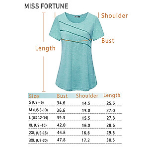 MISS FORTUNE Womens Yoga Tops Short Sleeve Loose Fit Funny Cool Shirt Activewear Tunics Exercise Wear Plus Size Workout Clothes for Women 2X Blue