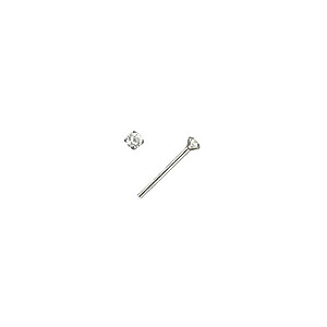 925 Sterling Silver Straight Nose Stud Ring Tiny Small 1mm Clear 22G