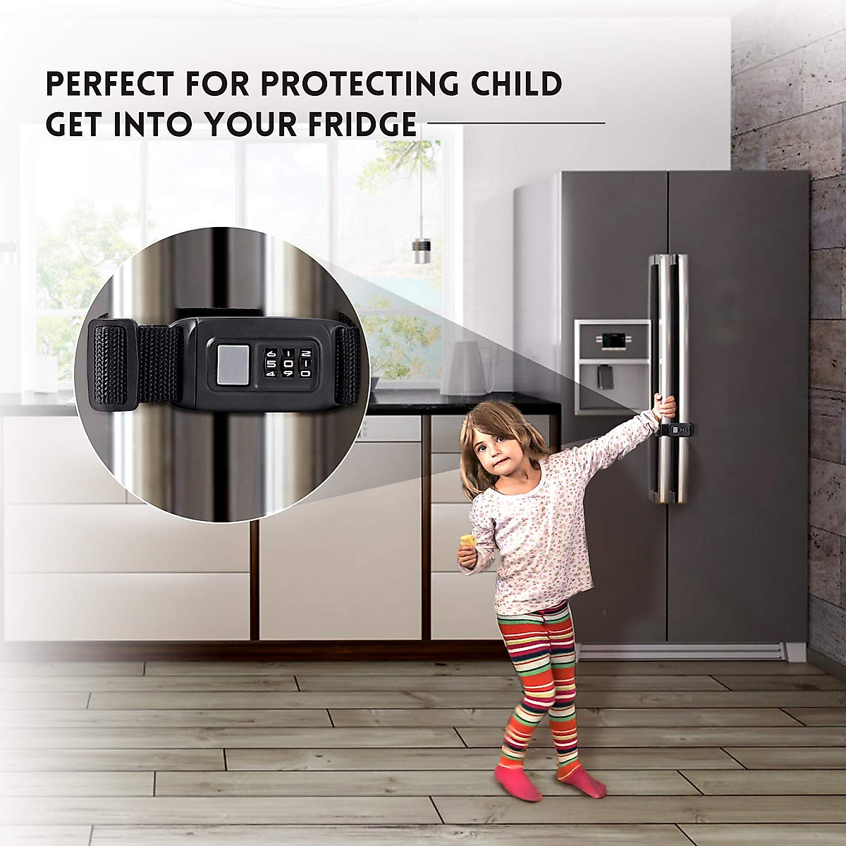 Child Safety Refrigerator Door Lock, Baby Kids Multi-Functional Cabinets Latches, Fit Closed Handle Cabinets, Fridge, Kitchen, Oven (Regular)