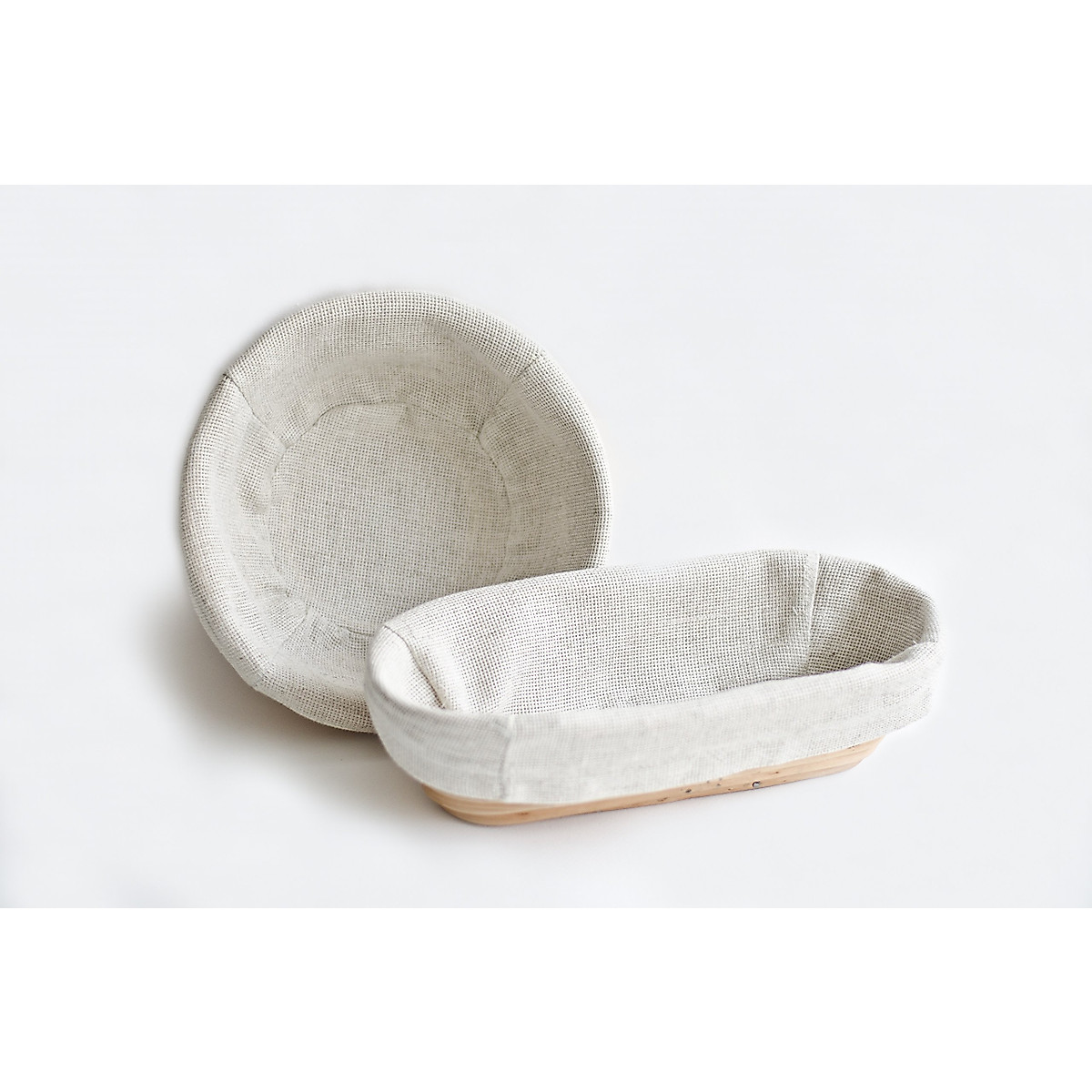 Bread banneton set willow round and oval proofing basket best bakery themed gifts for women with linen liner covers (Set Round and Oval)