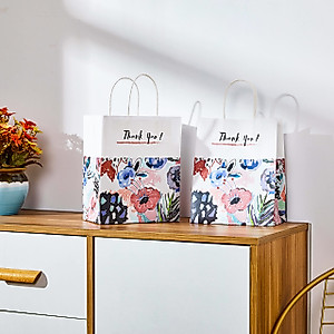 SUNCOLOR 25 Pieces 10" Paper Thank You Gift Bags with Handle