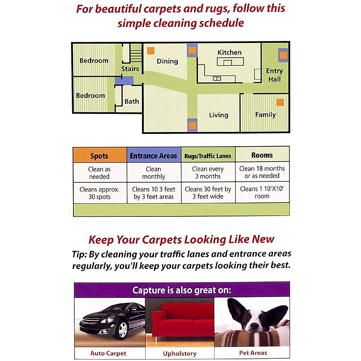 Capture Carpet & Rug Dry Cleaner (2.5lb) & Pre-Mist Soil Release for Carpet Dry Cleaner, Carpet Cleaning Pre Spray (2 Pack) - Bundle