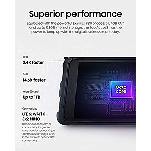Samsung Galaxy Tab Active3 Enterprise Edition 8” Rugged Multi Purpose Tablet |64GB & WiFi & LTE (Unlocked) | Biometric Security (SM-T577UZKDN14), Black (Renewed)