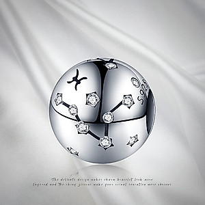 Pandach 12 Zodiac Sign Birthday Charms 925 Sterling Silver Birthstone Charms Fits Women's Charm Bracelet Necklace Bangle Gifts for Womens Friends