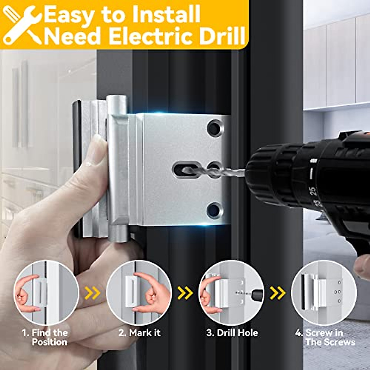2 Pack Home Security Door Lock Withstand 800 lbs for Inward Swinging Door,Door Reinforcement Lock with 8 Screws to Prevent Unauthorized Entry,Extra Security Door Locks for Home Security and Privacy
