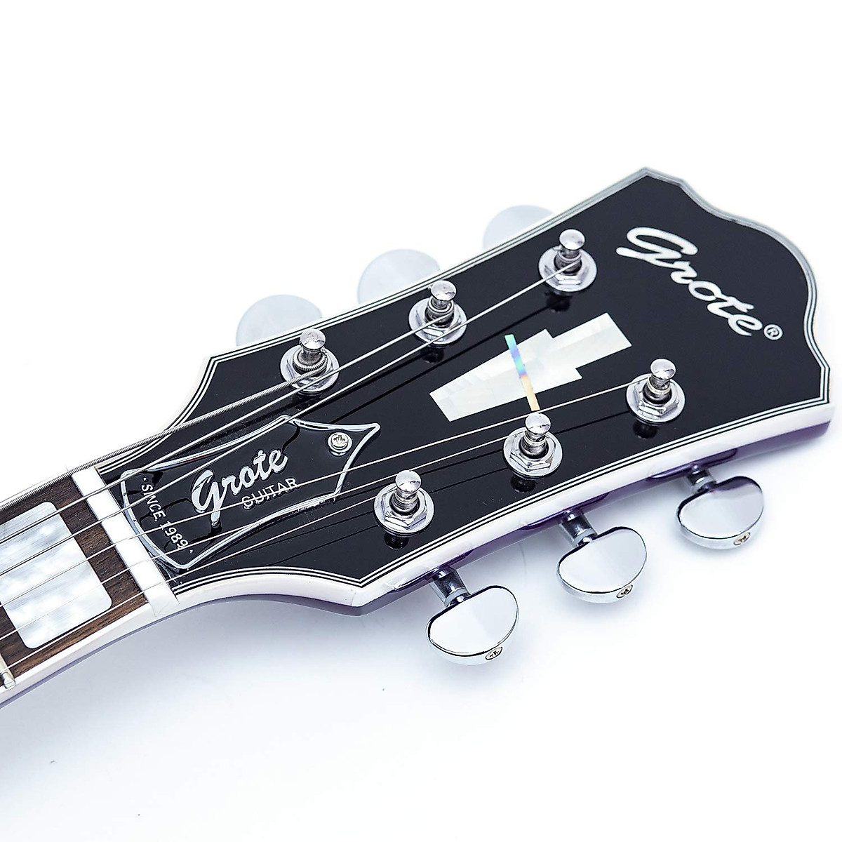 GROTE Jazz Electric Guitar Semi-Hollow Body Trapeze Tailpiece Bridge Guitar Gig Bag (Purple)