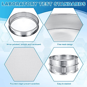 Youyole 2 Pcs 304 Stainless Steel Mesh Sieve, 200 Mesh (0.074 Mm) and 80 Mesh (0.18 Mm) Lab Test Sieves, 8 x 2 Inch Aperture Test Sieve Standard Economy Sieve for Industrial Laboratory Home Farm