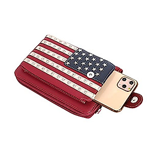 Montana West American Flag Cell Phone Purse Wallet with Detachable Strap Crossbody Cellphone Pouch US04-183RD