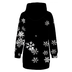 Christmas Dresses for Women, Fashion Casual Dresses Midi Printed Long Sleeve Hooded Pullover Dress Top Ugly Sweater Dress Winter Black Vintage Gloves Dresses Shirts Outfits (3XL, White)