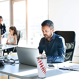 Joyclub 30oz Baseball Tumbler Stainless Steel Double Wall Vacuum Insulated Tumbler Cup Travel Mug with Lid, Straw and Cleaning Brush